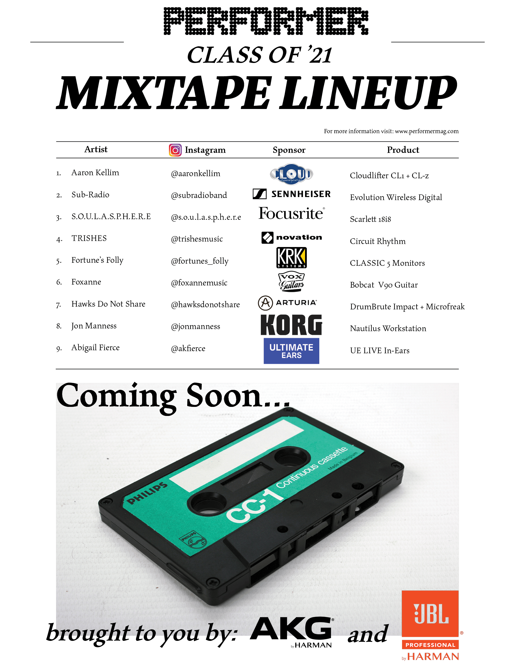 Performer’s 2021 Mixtape Artist Lineup Revealed | Performer Mag